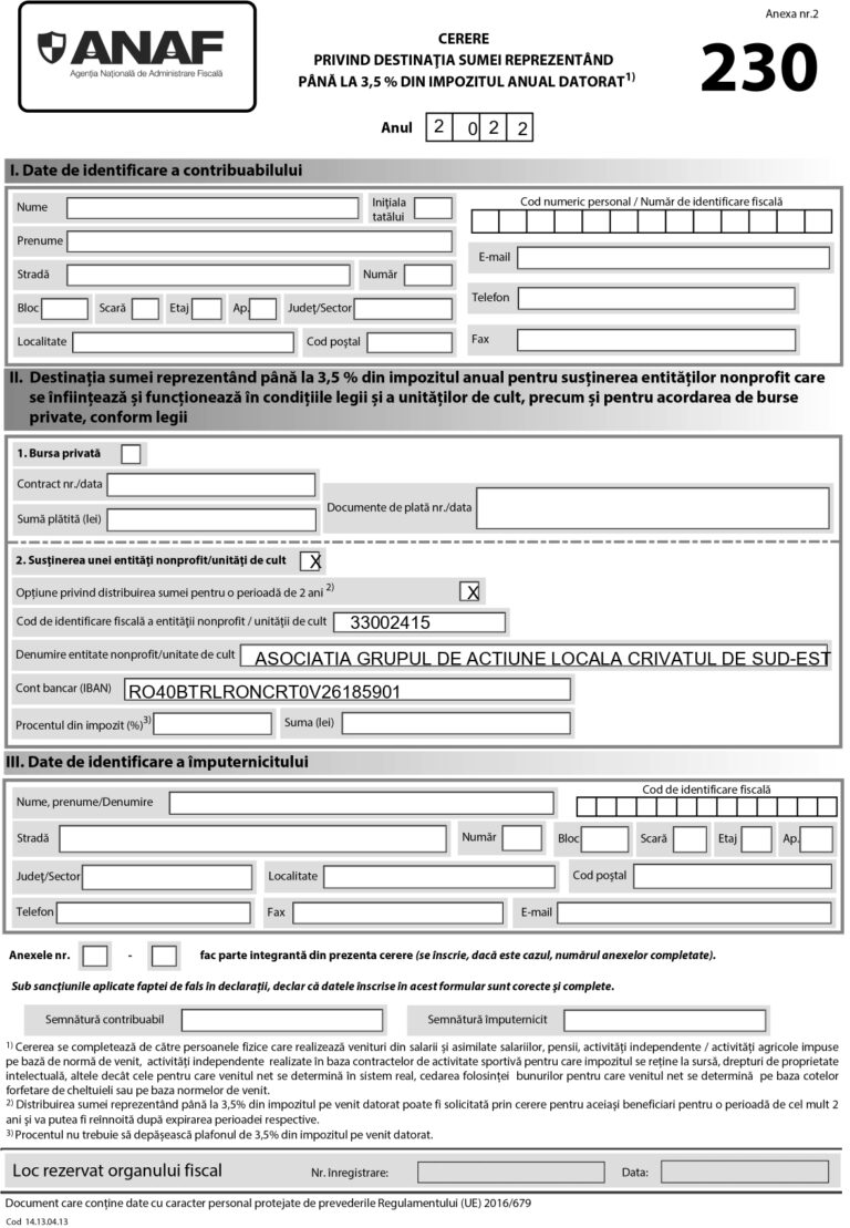 Formulare – GAL Crivatul de Sud-Est